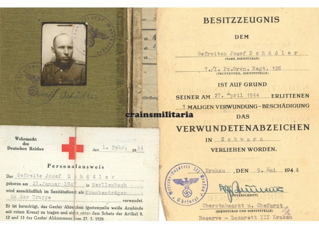 Crain's Militaria - Panzer-Brigade 112 Soldbuch, WIA France 1944